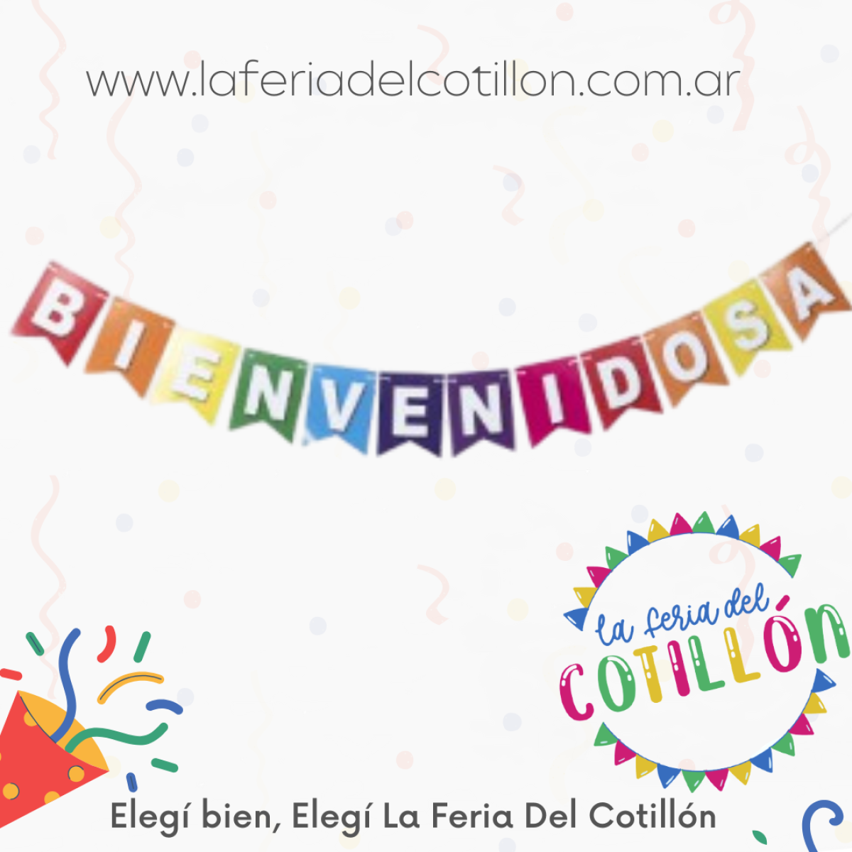 Banderín Banner "BIENVENIDOS" x1u. (contiene letra A y S adicional)