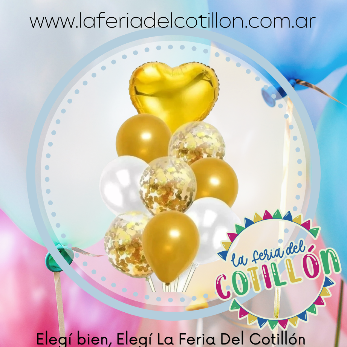Set 9 Globos Metalizado Punta Corazon Latex Confetti (Marca Chogori)