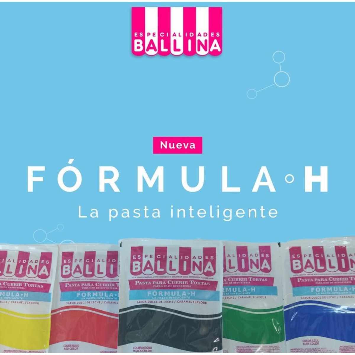 Pasta Ballina Para Cubrir Tortas Color Azul Formula H-DDL x 500g